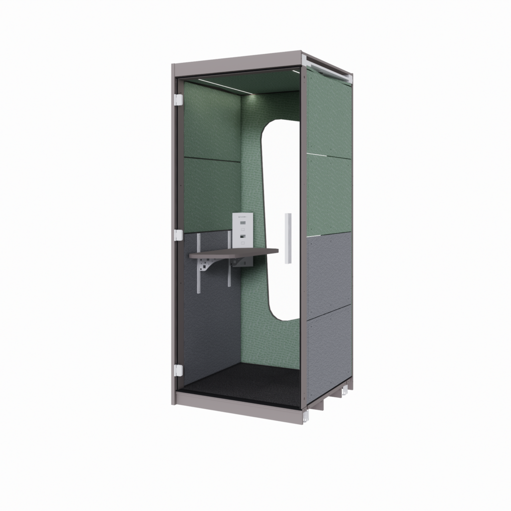 CABINE ACÚSTICA ACOPLAR 1 LUGAR C/ MESA REGULÁVEL COSTA C/ VIDRO ...