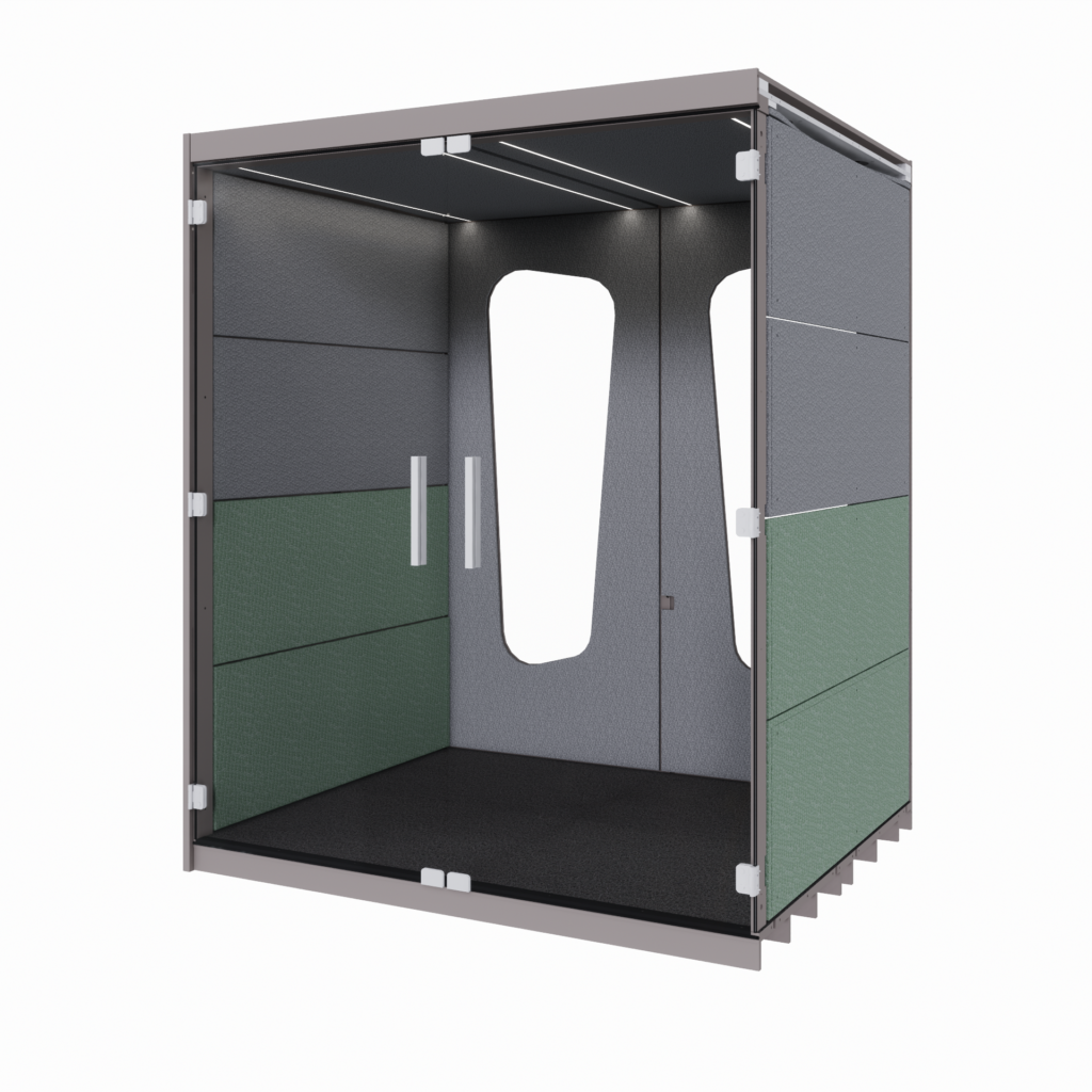 CABINE ACÚSTICA ACOPLAR 4 LUGARES COSTA C/ VIDRO - Matrix Móveis